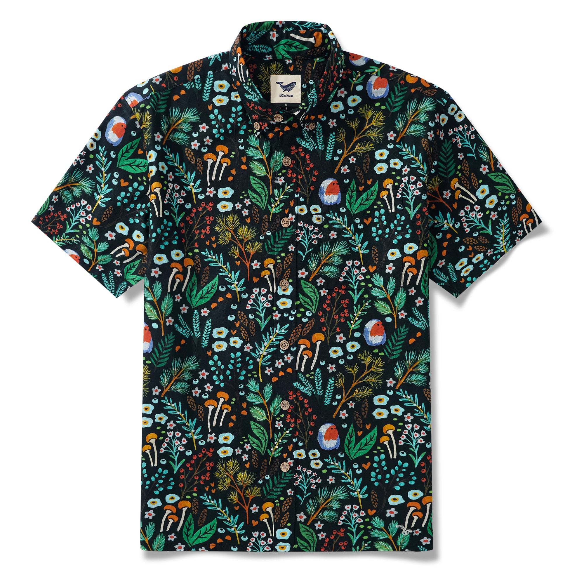 Forest Stroll 100% Cotton Men's Aloha Hawaiian Short Sleeve Button-down ...
