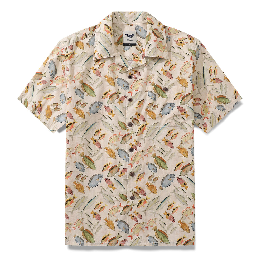 Hawaiian Shirt For Men Dancing Fish Shirt Camp Collar 100% Cotton – Outlets Yiume