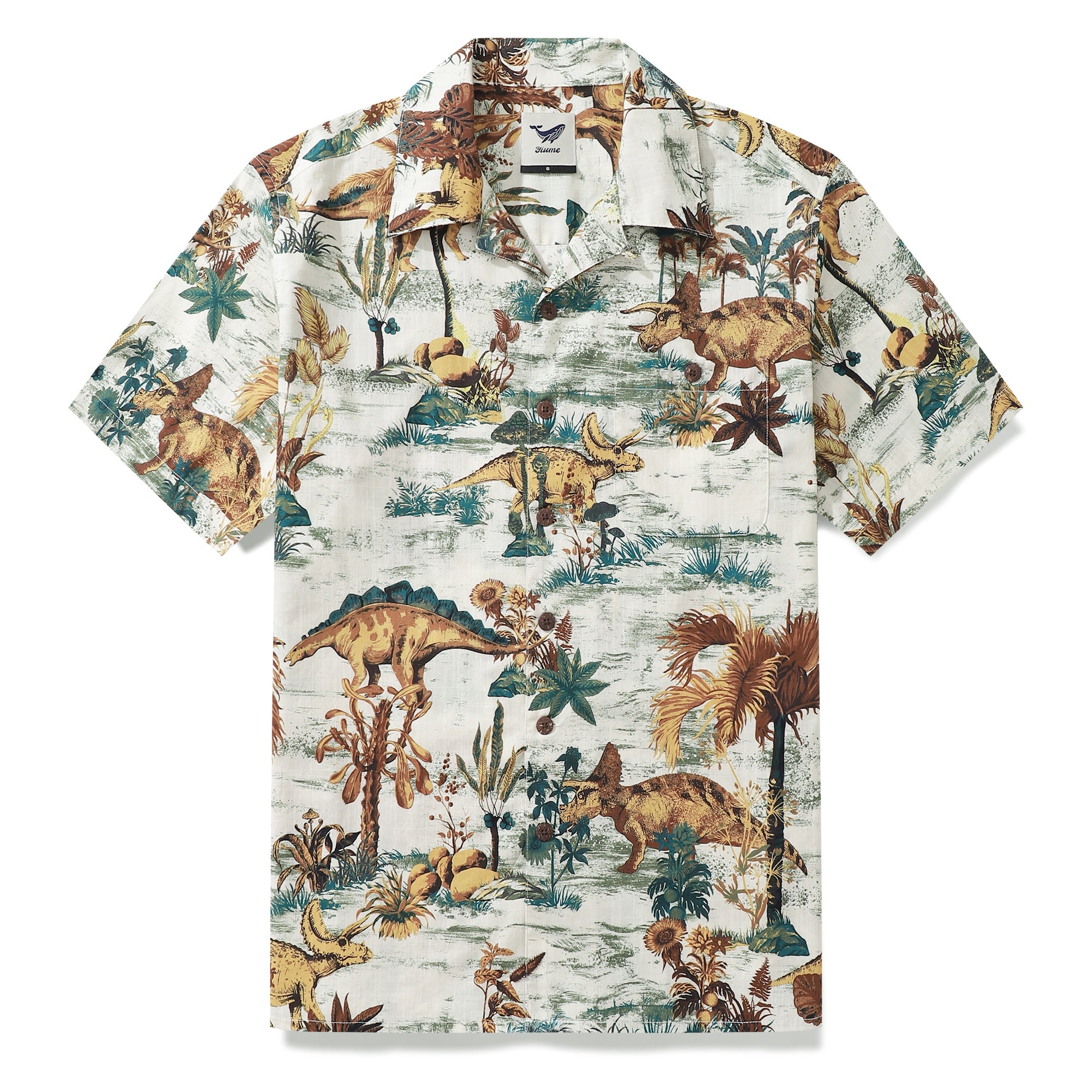 Men's Hawaiian Shirt Jurassic Park Dinosaur Camp Shirt Cotton Tropical ...