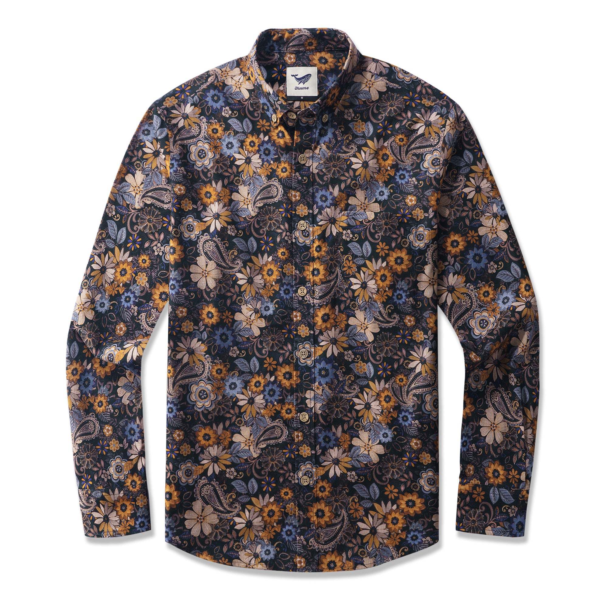 Petal Labyrinth 100% Cotton Men's Long Sleeve Button-down Shirt Aloha ...